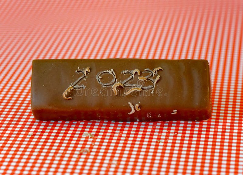 Date of the New Year 2023 Handwritten Dark Chocolate Bar Stock Photo ...