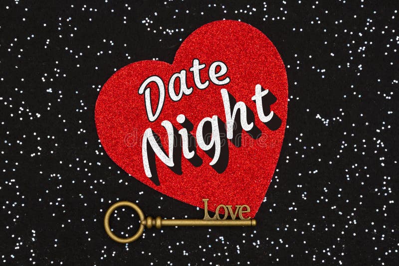 Date Night Type Message with Skeleton Key with a Red Heart Stock Photo ...