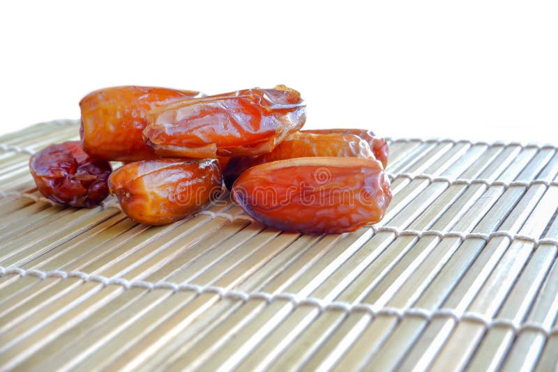 Date Palm on Bamboo Mat Background, Phoenix Dactylifera on Bamboo Mat ...