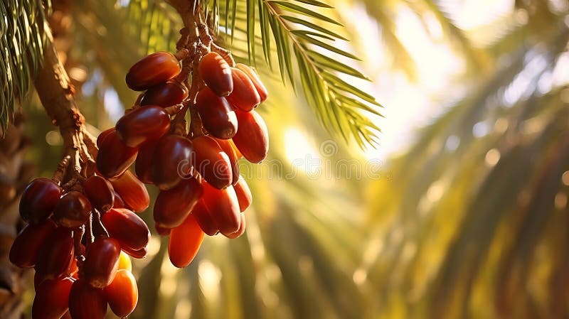 Date Palm Branches with Ripe Dates. Dates on Palm Tree Stock ...