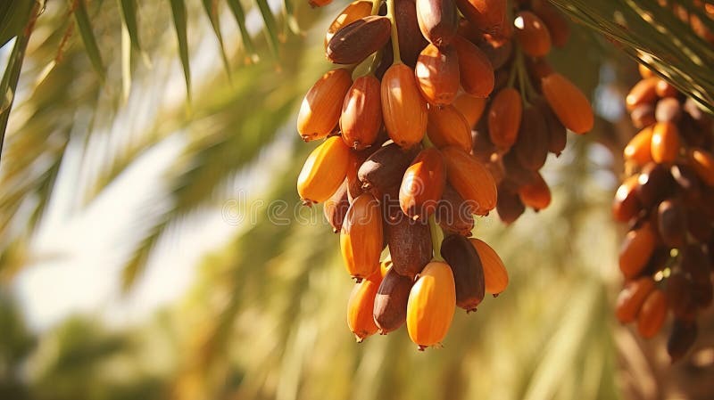 Date Palm Branches with Ripe Dates. Dates on Palm Tree Stock ...