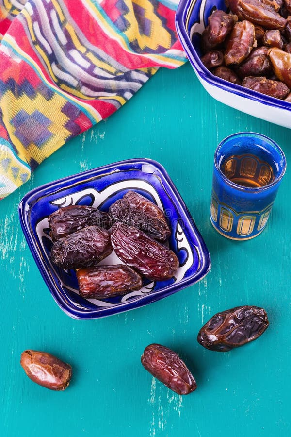 Middle Eastern Tea Date Palm Over Wooden Background Stock Photos - Free ...