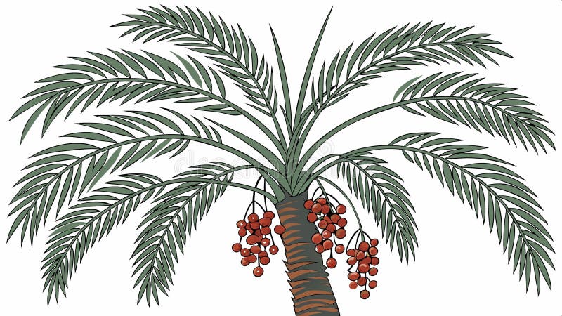 Date Palm Tree Fruit, Sweet Dates and Middle Eastern Food. Vector ...
