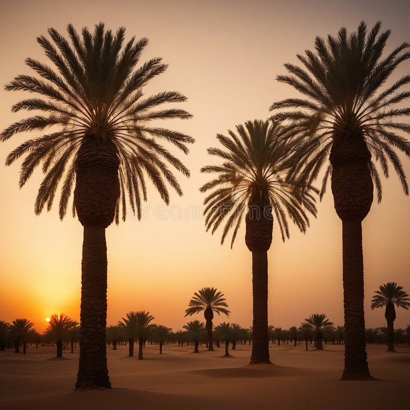 Palm trees in Arabia stock photo. Image of dusk, dawn - 347099324