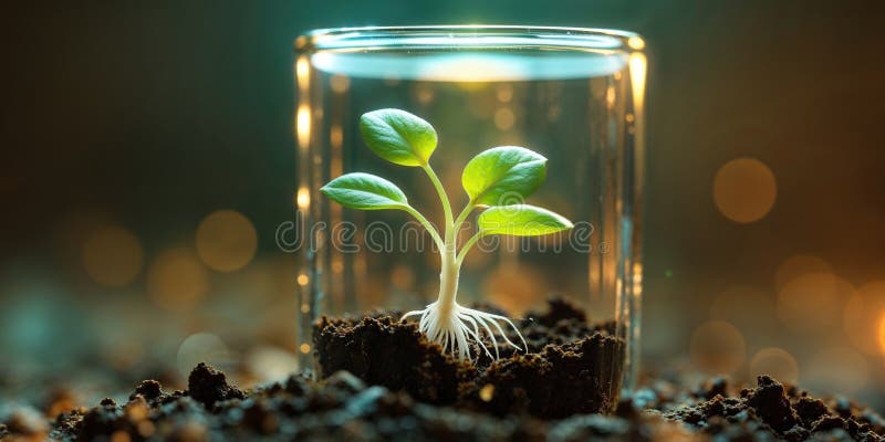 Date Seed Sprout in Glass Growing in Soil Stock Image - Image of ...