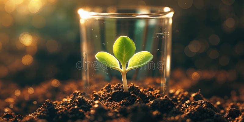 Date Seed Sprout in Glass Growing in Soil. Stock Photo - Image of date ...