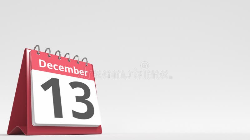 December 13 Date on the Flip Desk Calendar Page, Blank Space for User ...