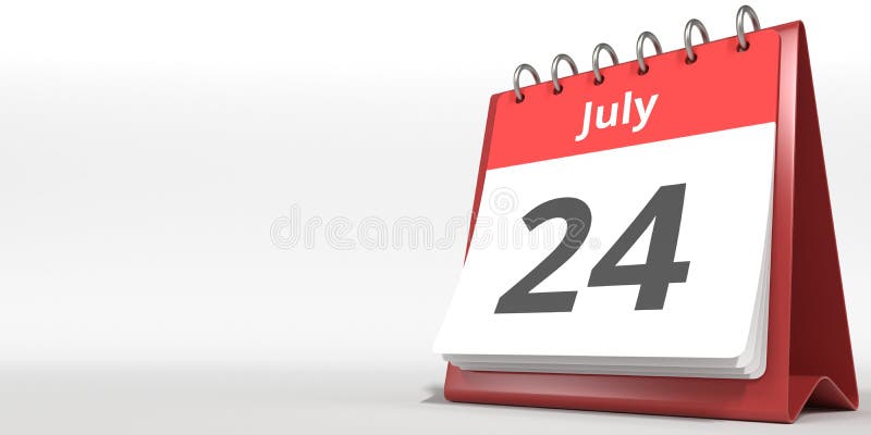 July 24 Date on the Flip Calendar Page, 3d Rendering Stock Illustration ...