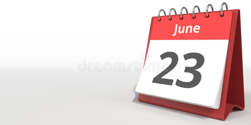June 23 Date on the Flip Calendar Page, 3d Rendering Stock Illustration ...