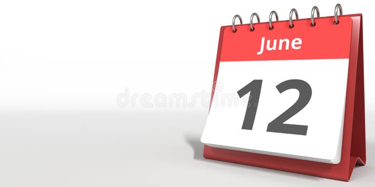 June 12 Date on the Flip Calendar Page, 3d Rendering Stock Illustration ...