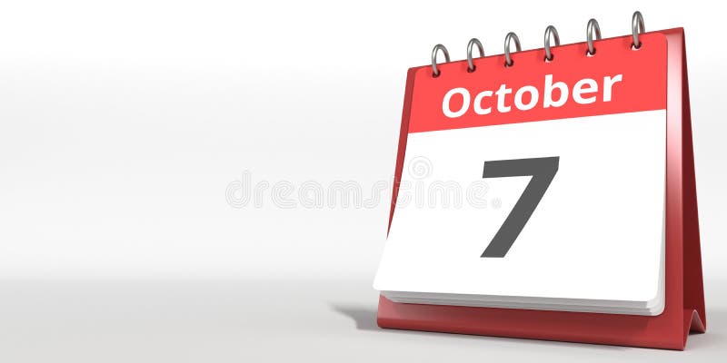 October 7 Date on the Flip Calendar Page, 3d Rendering Stock ...