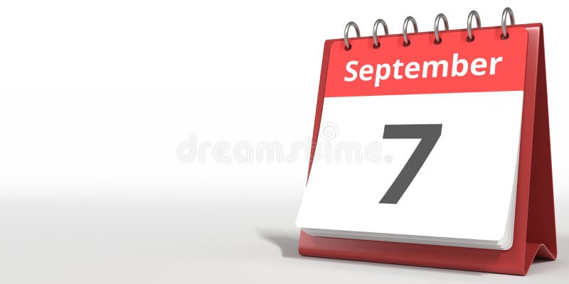 September 7 Date on the Flip Calendar Page, 3d Rendering Stock ...