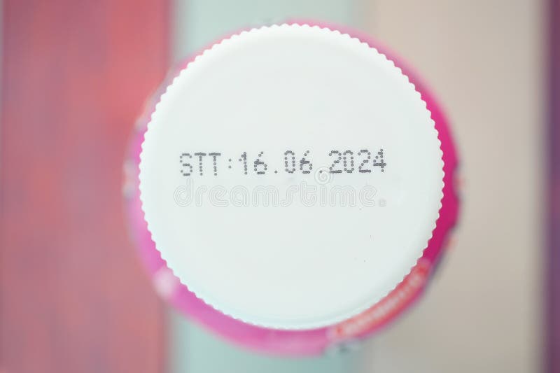 Date Stamp on a Cap of a Beverage Container Seen from Above Stock Image ...