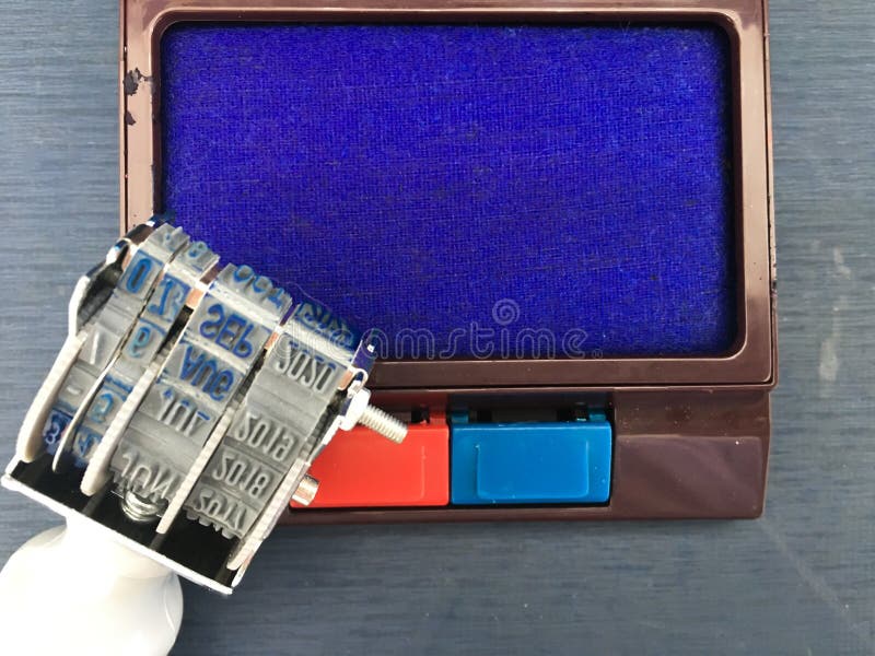 Date Stamp and Ink Pad Tray Stock Photo - Image of desk, registration ...