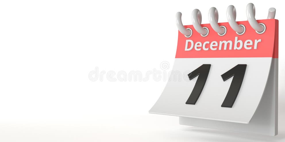 December 11 Date on a Tear-off Calendar, 3d Rendering Stock ...