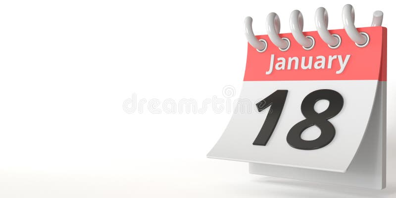 January 18 Date on a Tear-off Calendar, 3d Rendering Stock Illustration ...