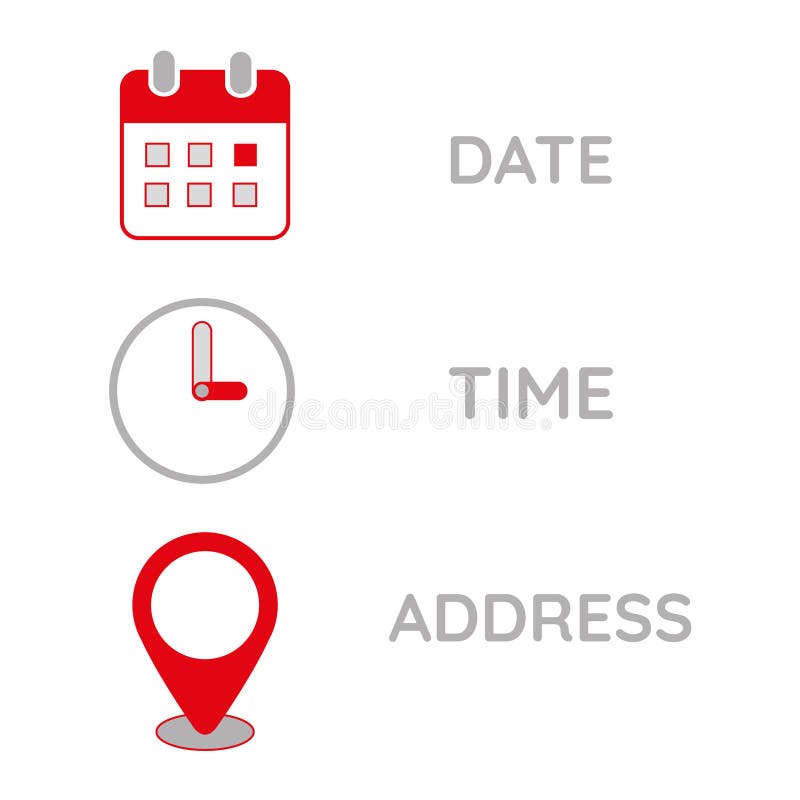 Date, Time, Address or Place Icons Symbol Stock Illustration ...