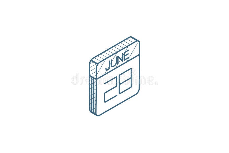 Date and Time, Calendar Isometric Icon. 3d Line Art Technical Drawing ...