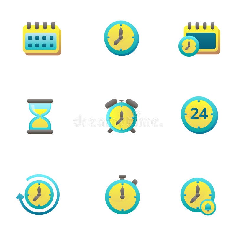 Set of Clock Icons in Cute Doodle Design Stock Vector - Illustration of ...