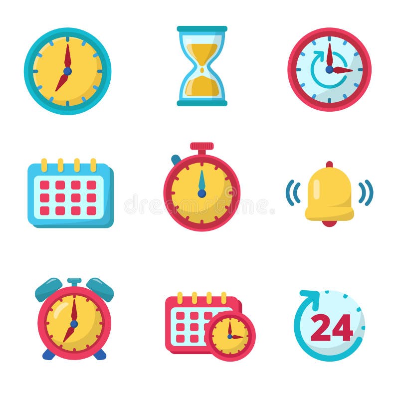 Set of Clock Icons in Cute Doodle Design Stock Vector - Illustration of ...