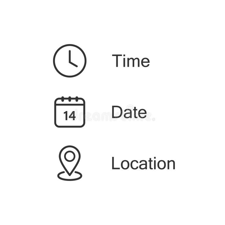 Date, Time, Location Icon Vector in Trendy Style Stock Vector ...