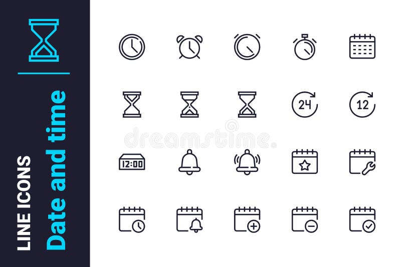 Date and Time Related Symbols Icons Set Stock Illustration ...