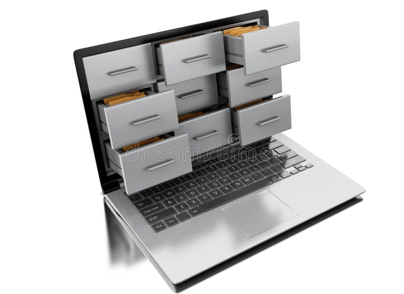 Dateien 3d Und Ordner Im Laptop Stock Abbildung - Illustration von ...