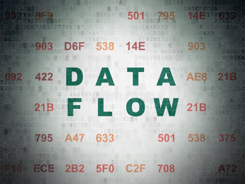 Datenkonzept: Datenfluss Auf Digital-Daten-Papierhintergrund Stock ...