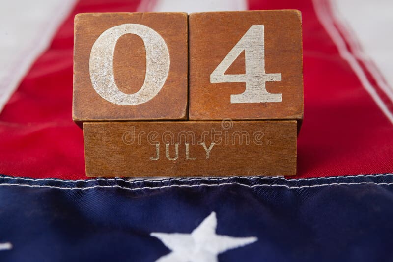 Dates Blocks on American Flag with 4th July Theme Stock Image - Image ...