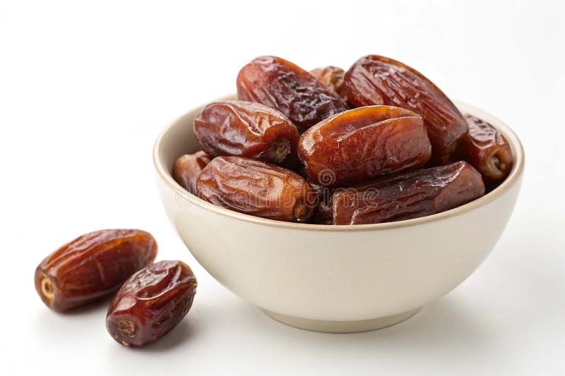 Dates in a Bowl Isolated on White Background Stock Illustration ...