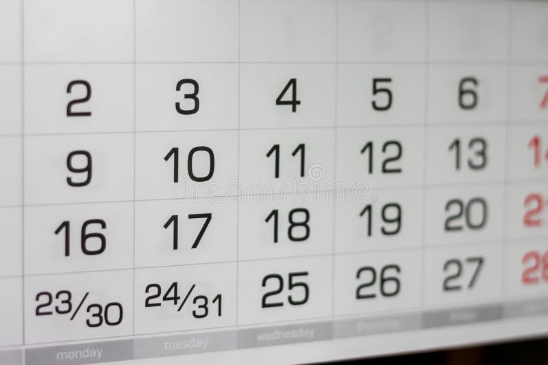 Days of the Week with Numbers Stock Photo - Image of date, memo: 188481268