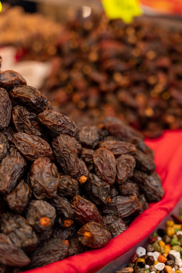 Dates on Counter on Turkish Market. Dried Sweet Dates. Stock Image ...