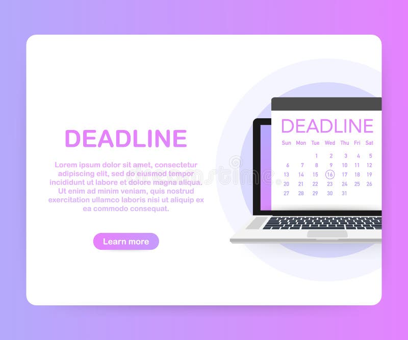 Dates and Deadlines Banner. Computer with Calendar Stock Vector ...