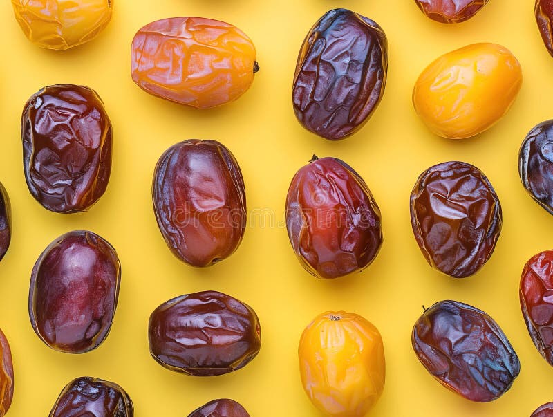 Dates, Equally Spaced, on a Light Background, Isometric Angle, Macro ...