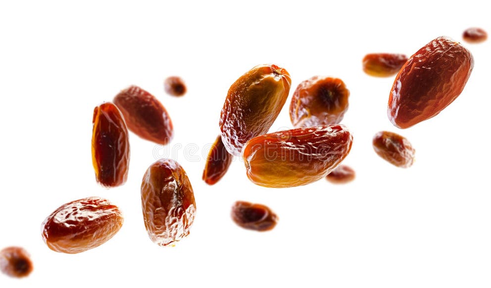 Dates Fly and Levitate in Space. Volumetric Light from Behind ...