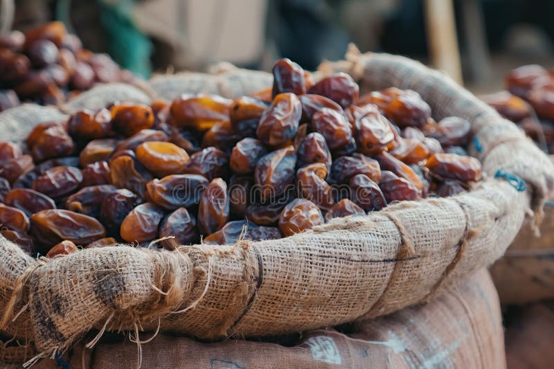 Dates Fruit in a Bag on the Street Market in India Stock Illustration ...