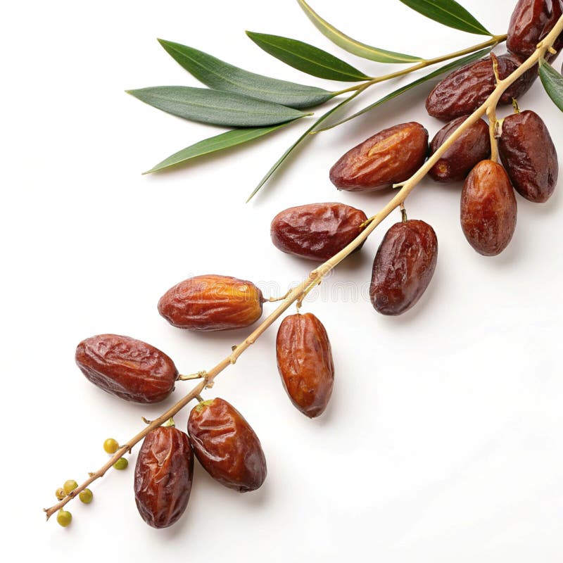 Dates Fruit Branch Isolated on White Background Stock Illustration ...
