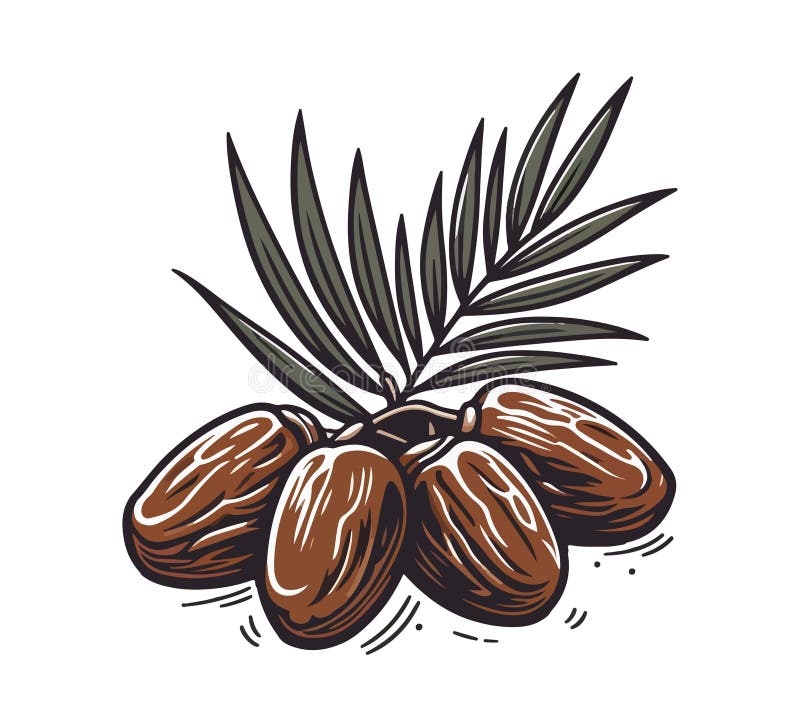 Dates Fruit Hand Dawn Illustration Vector Graphic Stock Vector ...