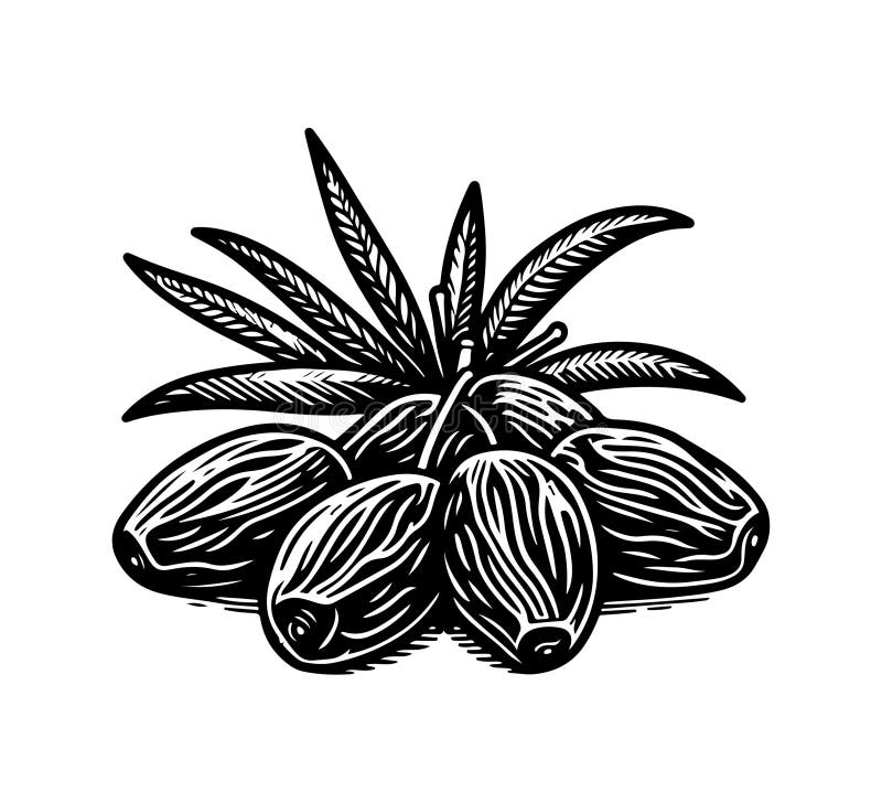 Dates Fruit Hand Dawn Illustration Vector Graphic Stock Illustration ...
