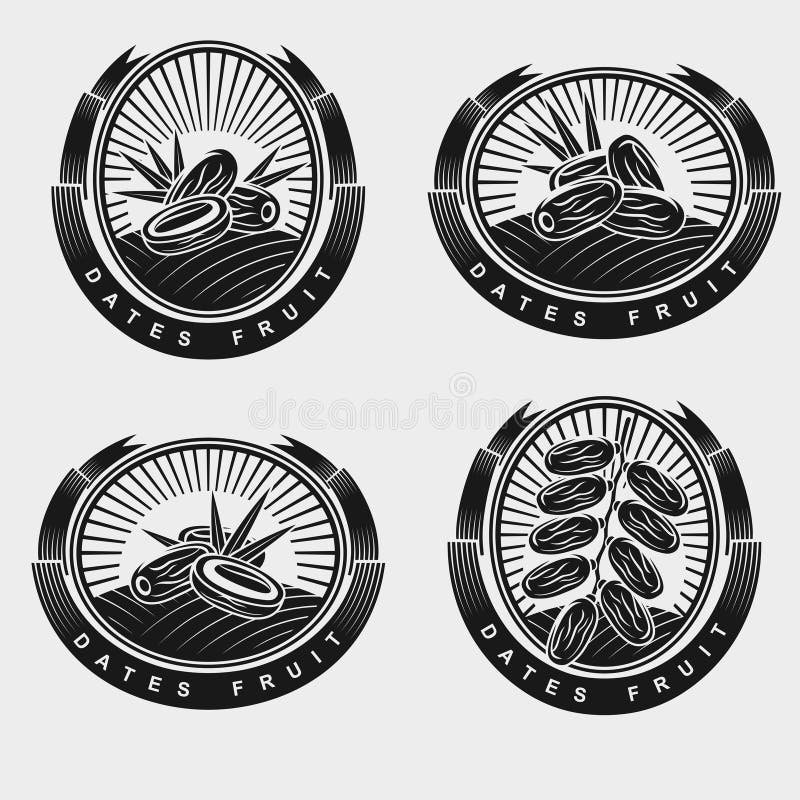 Dates Fruit Label and Icon Set. Collection Icons Dates Fruit Stock ...