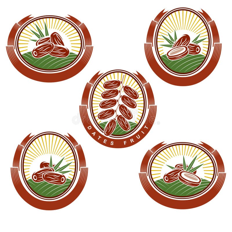 Dates Fruit Label and Icon Set. Collection Icons Dates Fruit Stock ...