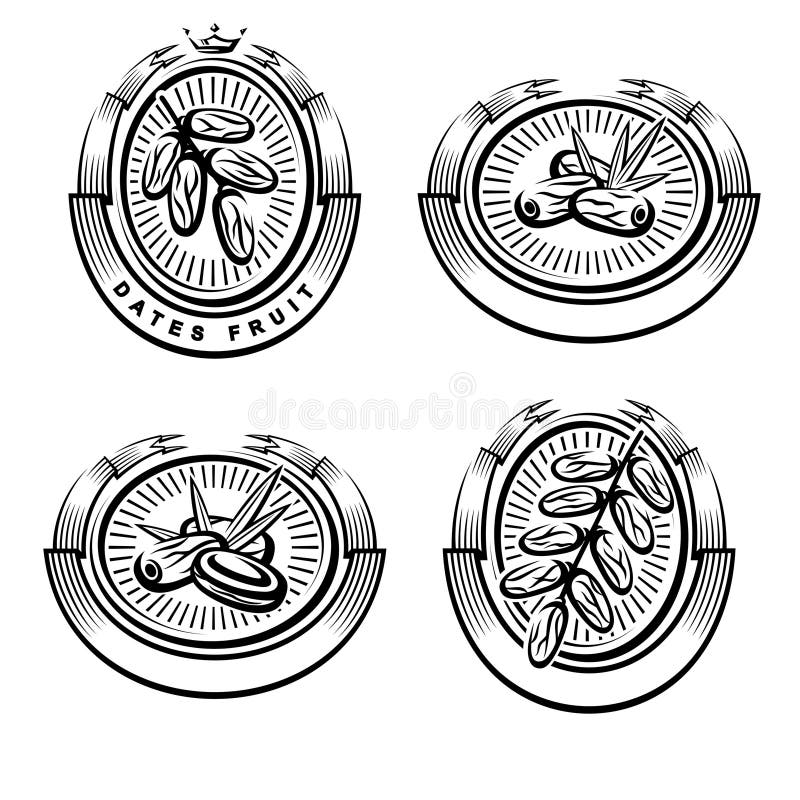 Dates Fruit Labels and Elements Set. Collection Icon Dates Fruit Stock ...