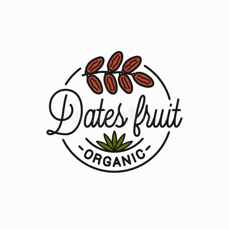 Dates Fruit Logo. Round Linear of Dates Branch Stock Vector ...