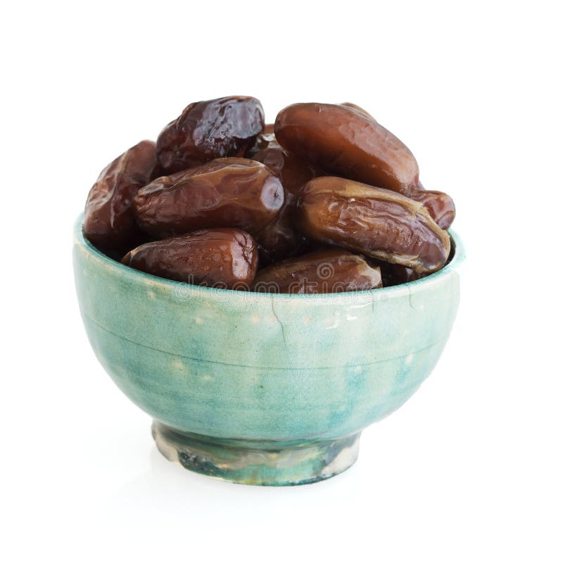 Isolated Dates in Bowl stock image. Image of dried, tasty - 106692541