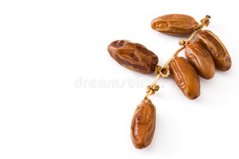 Dates Isolated on White Background. Top View Stock Image - Image of ...
