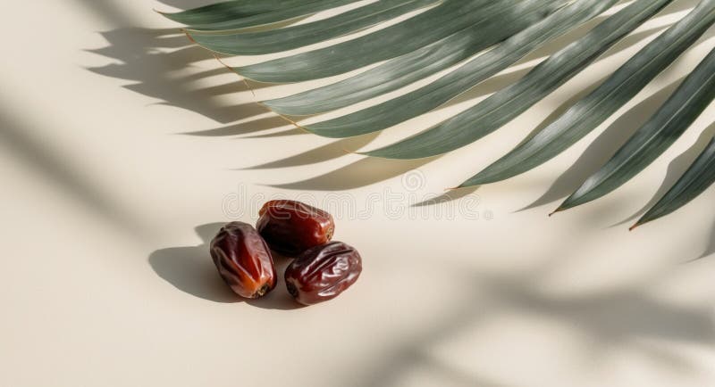 Dates with Palm Leaf and Sunlight Shadows. Stock Illustration ...