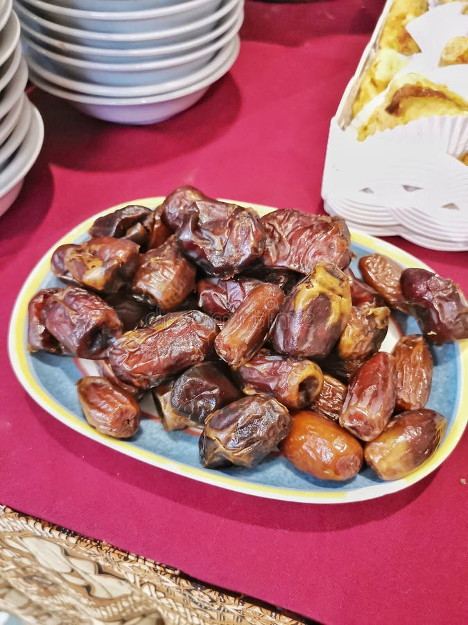 Dates on a plate stock image. Image of moslem, cuisine - 315230133