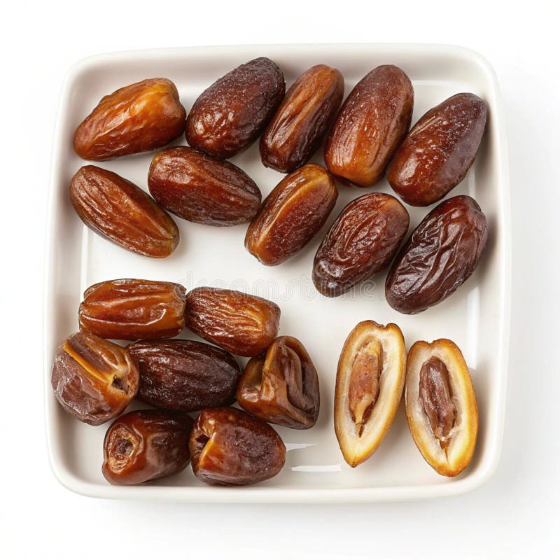 Dates Platter Isolated on White Background Stock Illustration ...