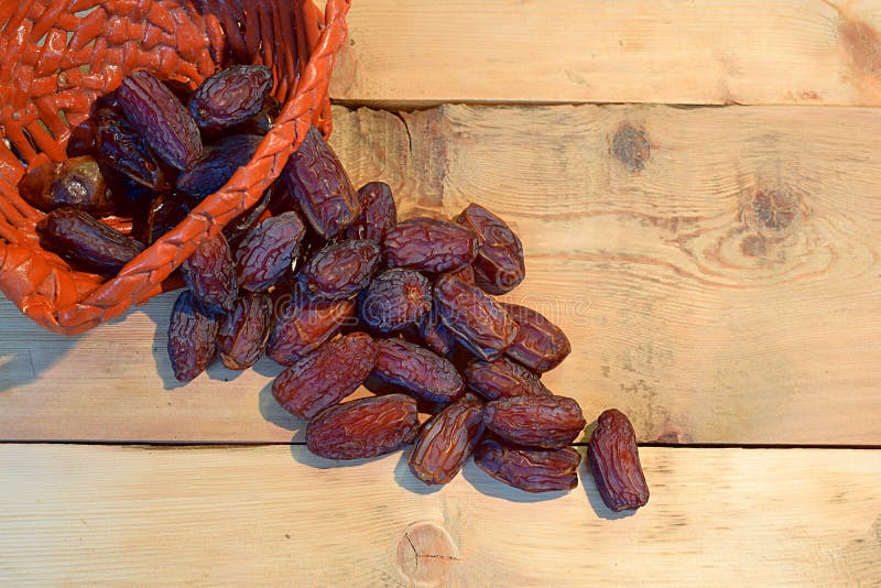 Dates and Basket on the Open Table Stock Image - Image of date, healthy ...