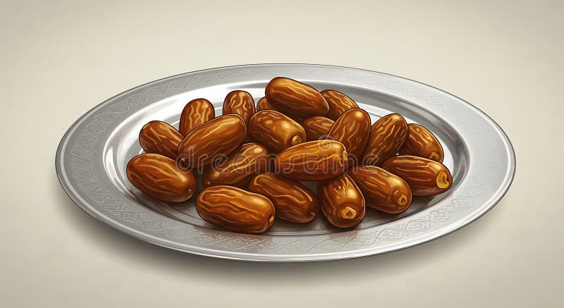 Dates on Silver Plate Fresh Middle Eastern Fruit Still Life Stock ...